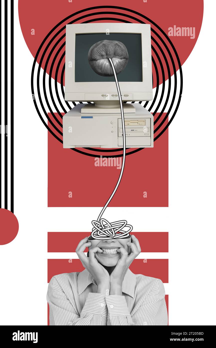 Image magazine conceptual collage of modern technology addiction ...