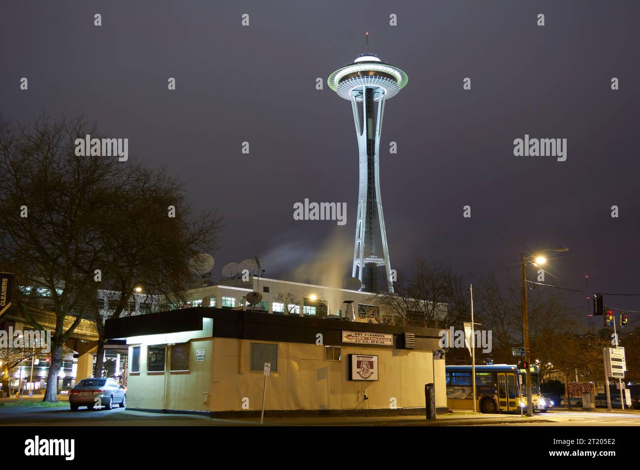 A Night View Of The 605 Ft High SPACE NEEDLE Built For The 1962 World ...