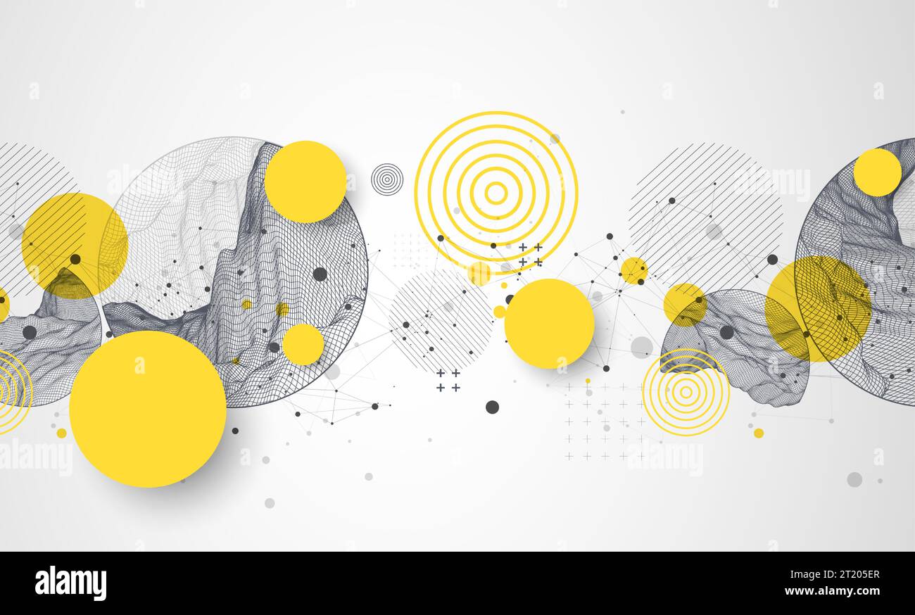 Trendy abstract wireframe background. Modern science or technology art ...