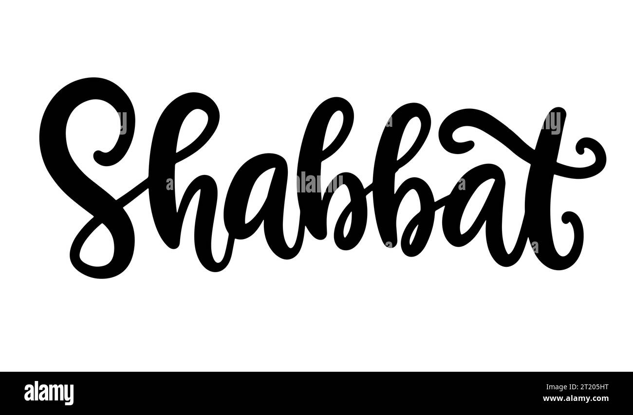 Shabbat Lettering Israel Inscription Calligraphy Stock Vector Image ...