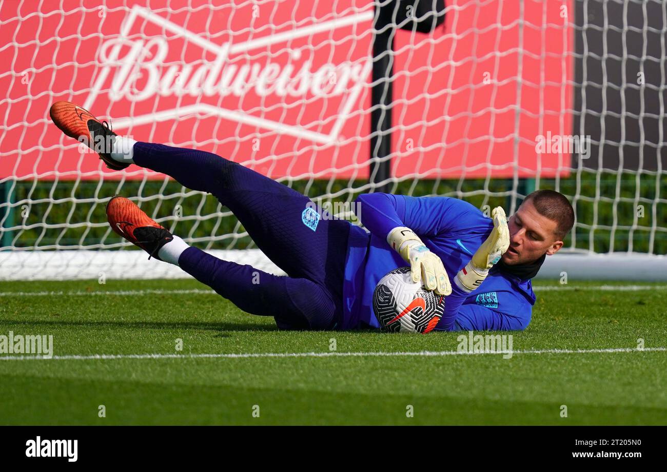England goalkeeper Sam Johnstone during a training session at Hotspur ...