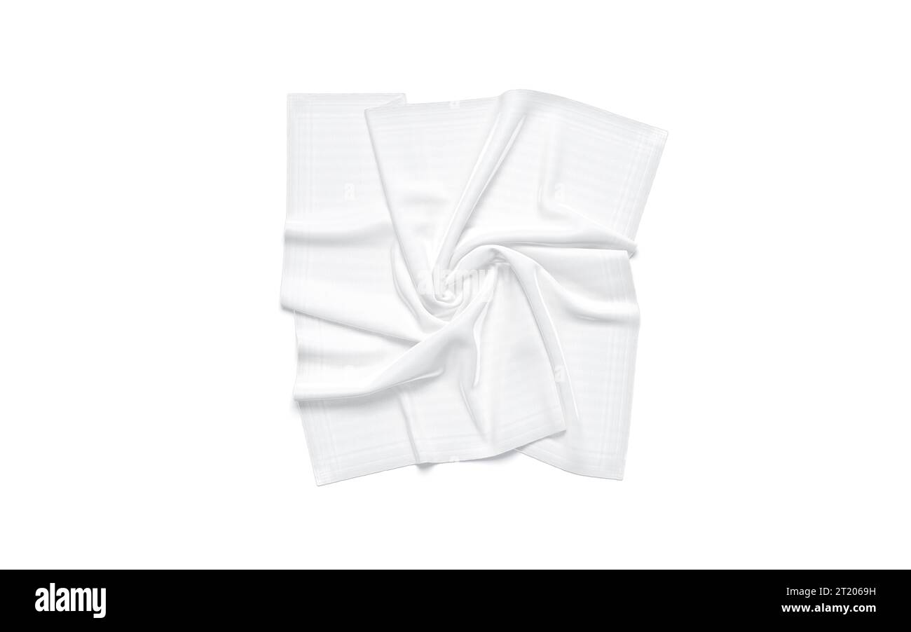 Blank white twill silk twisted scarf mockup, top view, 3d rendering ...