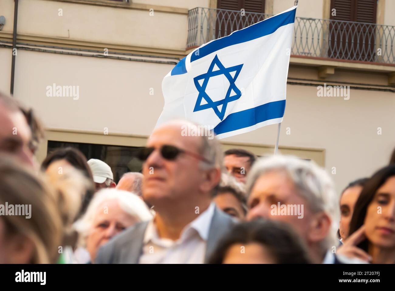 Italy, Florence, October 15, 2023 : Pro Israeli supporters and members ...
