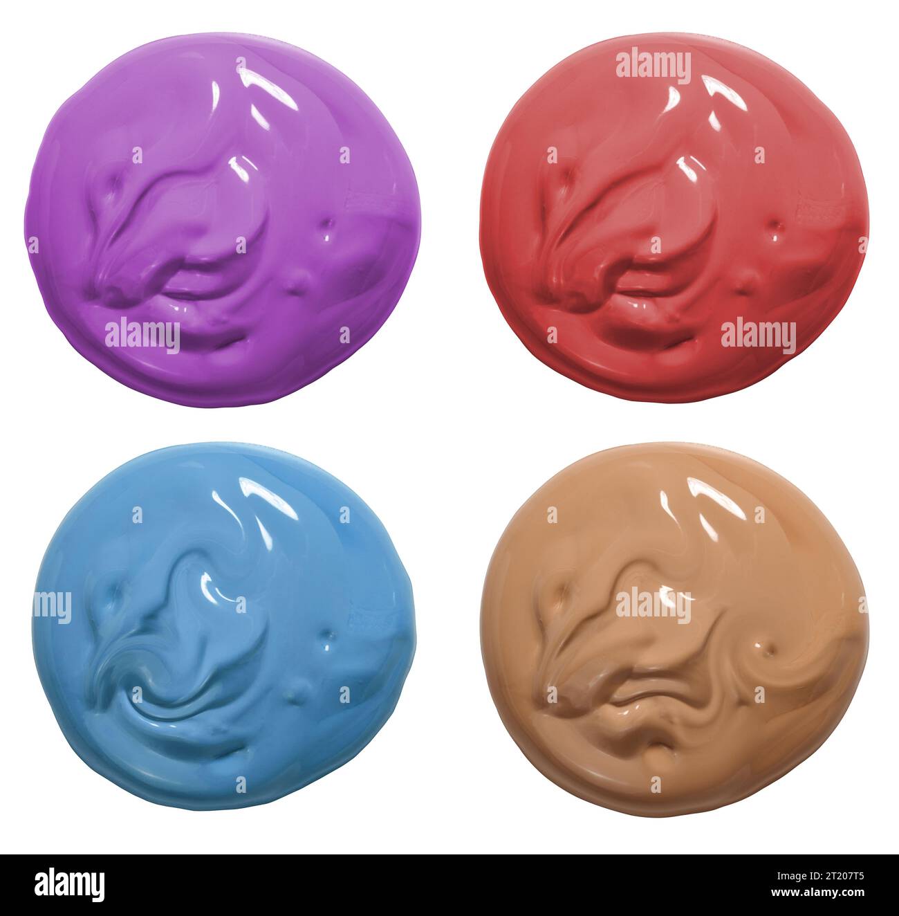 Multi-colored samples of thick consistency on a white isolated ...