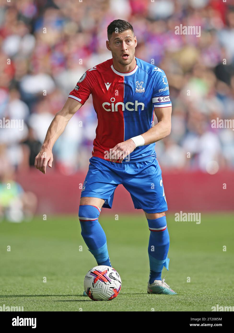 Joel Ward of Crystal Palace wearing the New Crystal Palace 2023/2024 ...