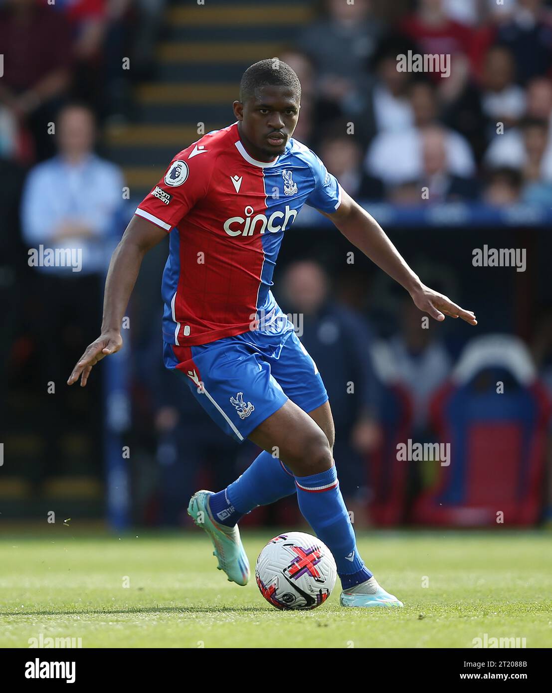 Cheick Doucoure of Crystal Palace wearing the New Crystal Palace 2023/ ...