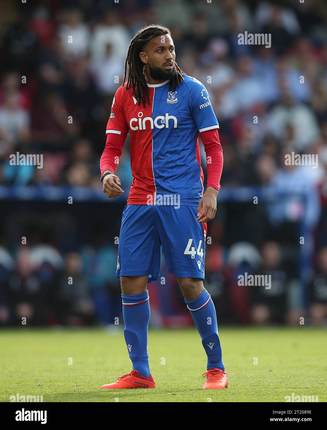 Jairo Riedewald of Crystal Palace wearing the New Crystal Palace 2023/ ...