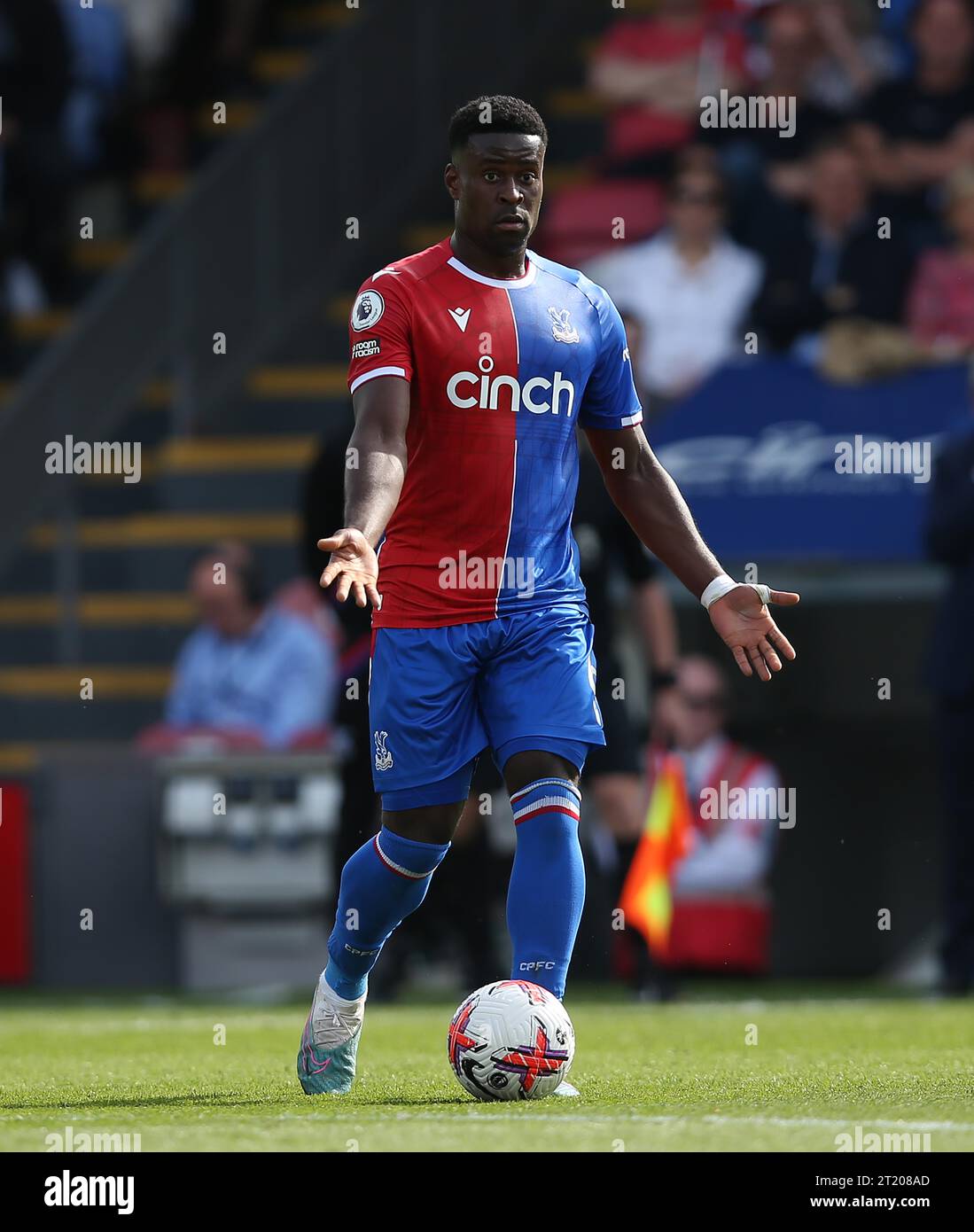 Marc Guehi of Crystal Palace wearing the New Crystal Palace 2023/2024 ...