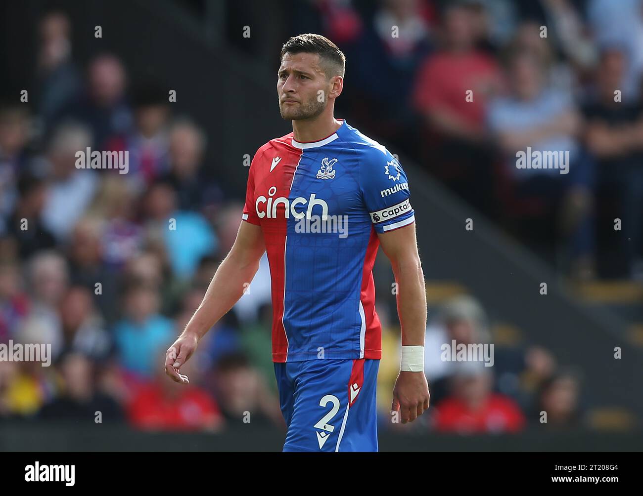 Joel Ward of Crystal Palace wearing the New Crystal Palace 2023/2024 ...