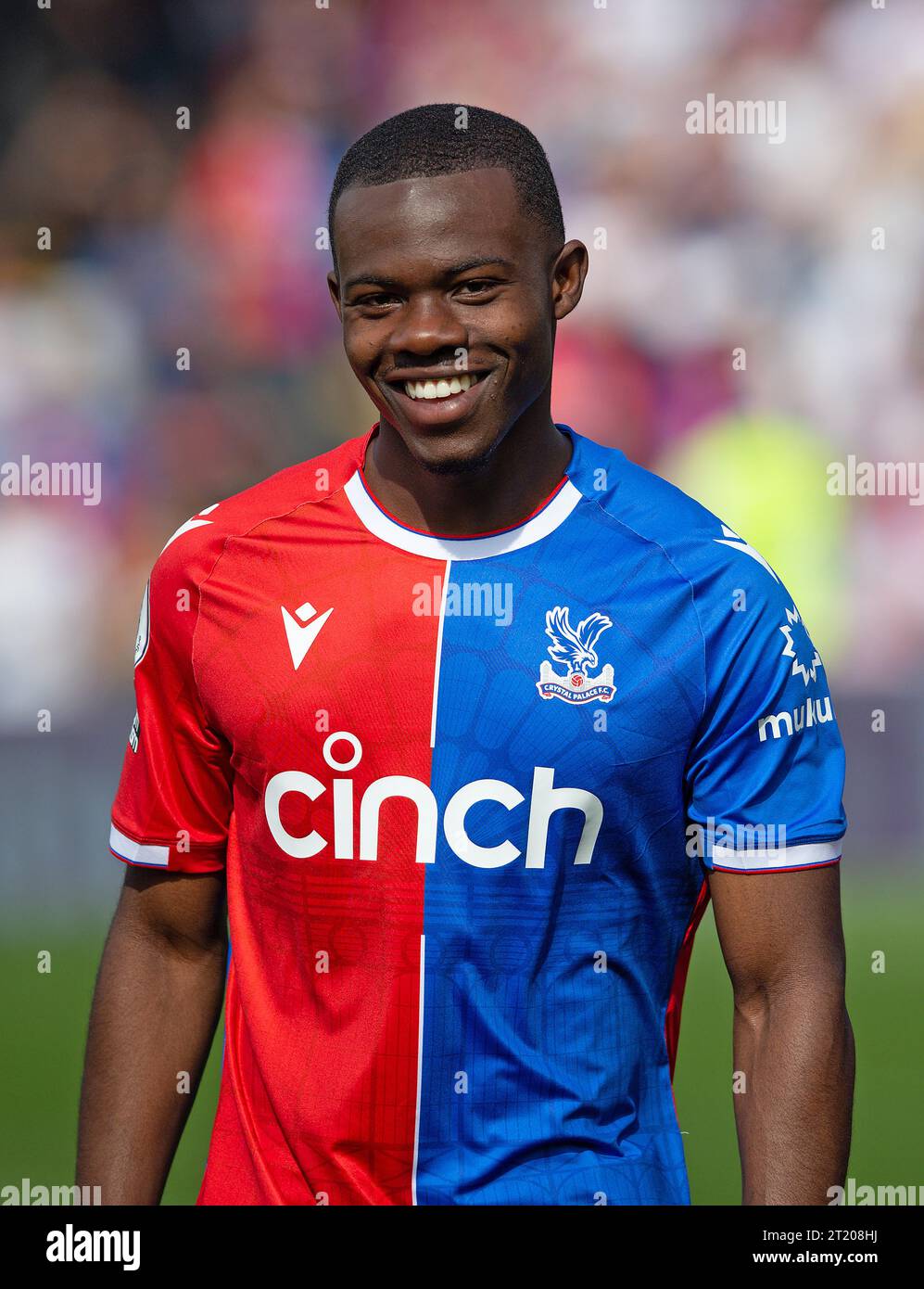 Tyrick Mitchell of Crystal Palace wearing the New Crystal Palace 2023/ ...