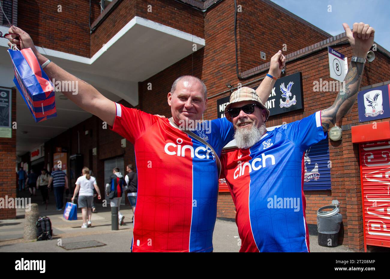 Crystal Palace fans wearing the New Crystal Palace 2023/2024 Crystal ...