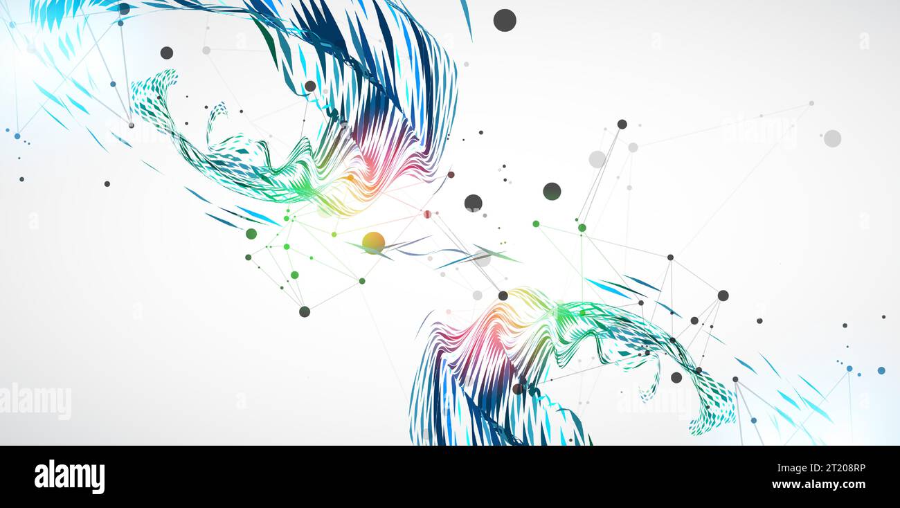 Abstract particle vortex with plexus effect elements and Gradient background lighting Stock ...