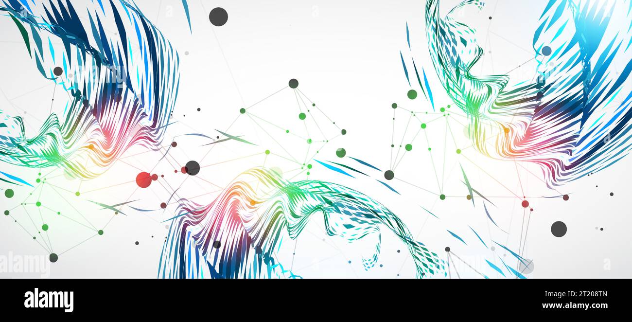 Abstract particle vortex with plexus effect elements and Gradient background lighting Stock ...