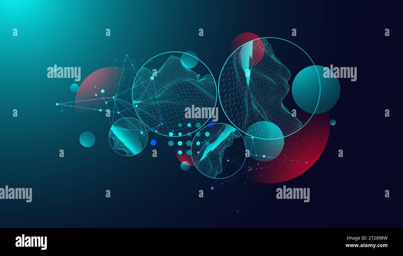 Trendy abstract wireframe background. Modern science or technology art elements. Surface ...