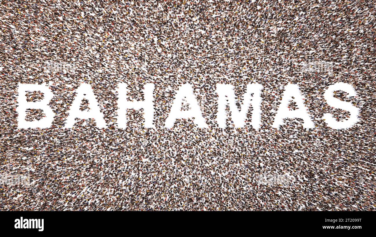 Concept conceptual large community of people forming the word BAHAMAS ...