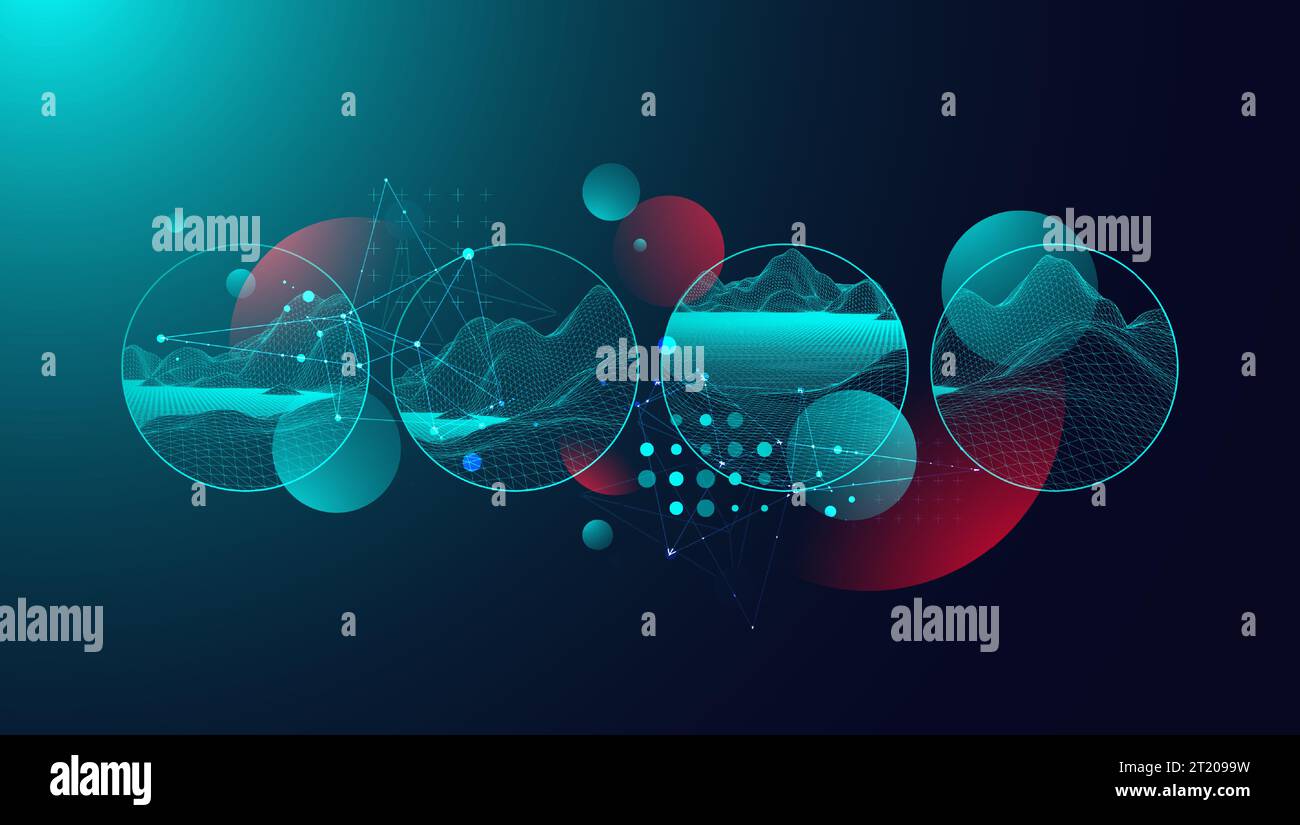 Trendy abstract wireframe background. Modern science or technology art elements. Surface ...