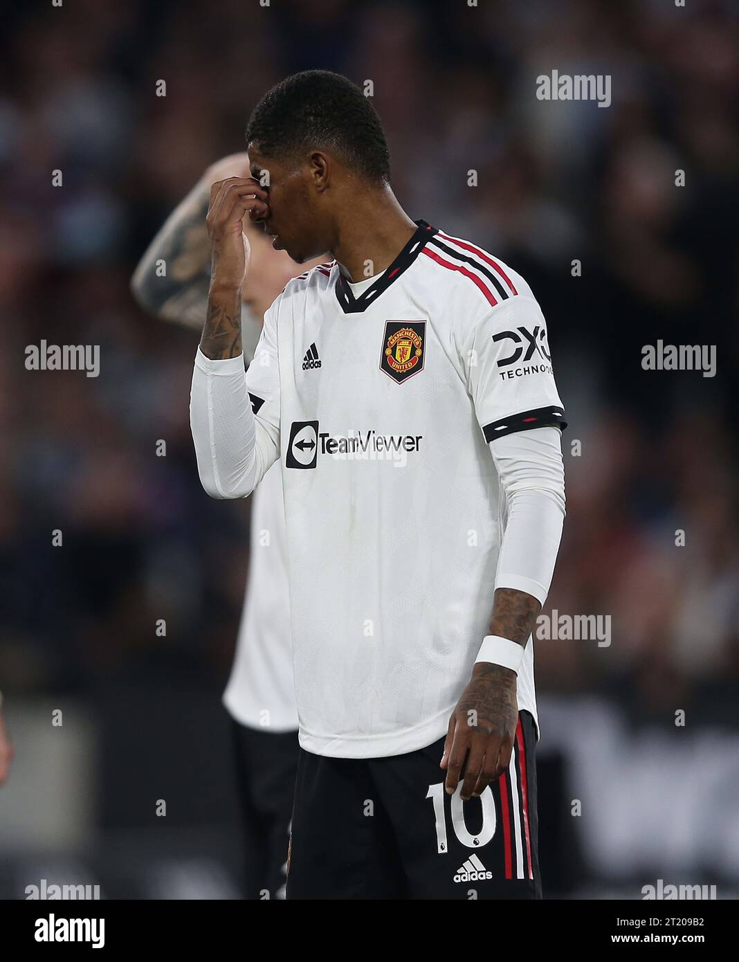 Marcus Rashford of Manchester United looks disappointed & dejected ...