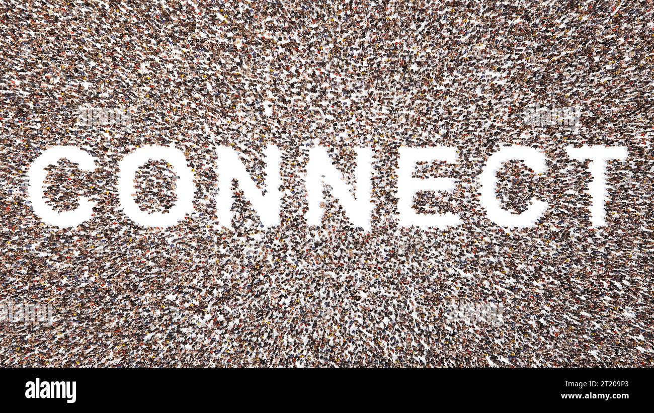 Concept conceptual large community of people forming the word CONNECT ...