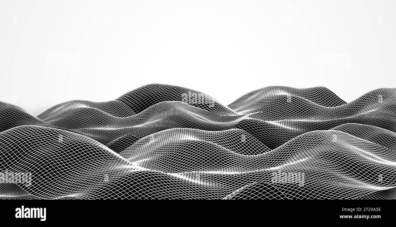 Abstract waves is made in a wireframe style. Template for science and ...