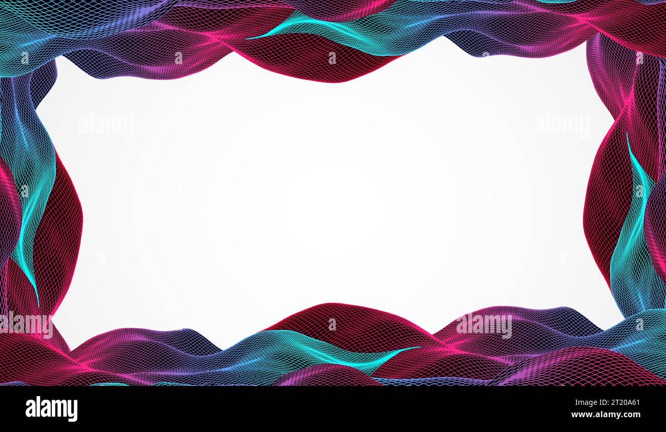 Abstract waves is made in a wireframe style. Template for science and ...