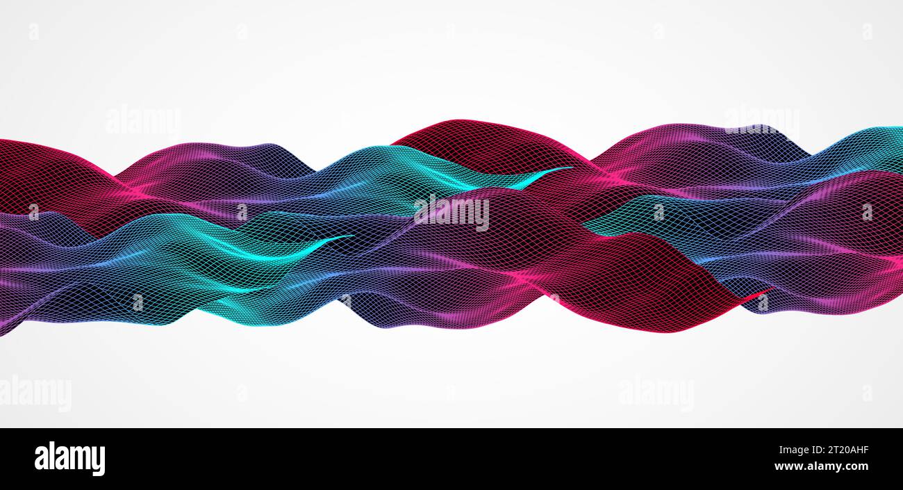 Abstract waves is made in a wireframe style. Template for science and ...