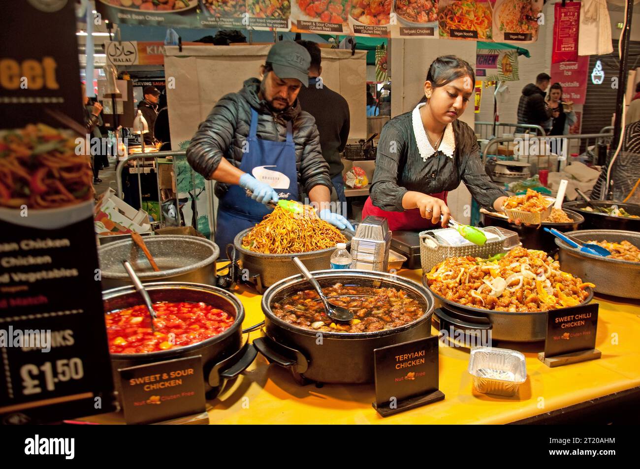 Oriental Food Stall, Upmarket Food Court, Brick Lane, London, UK Stock ...