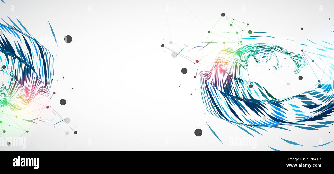 Abstract particle vortex with plexus effect elements and Gradient background lighting Stock ...