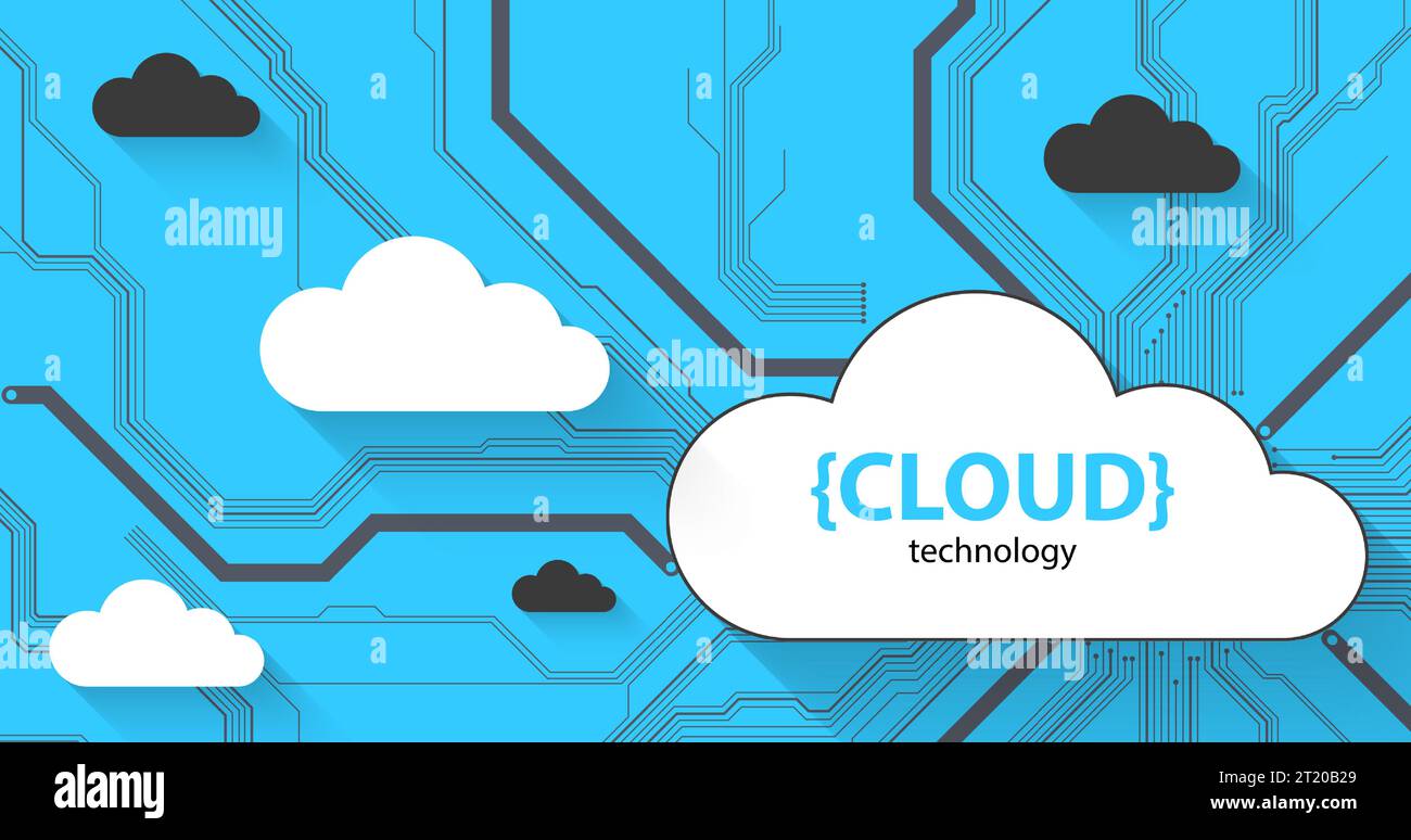 Cloud storage technology. Integrated digital web concept background ...