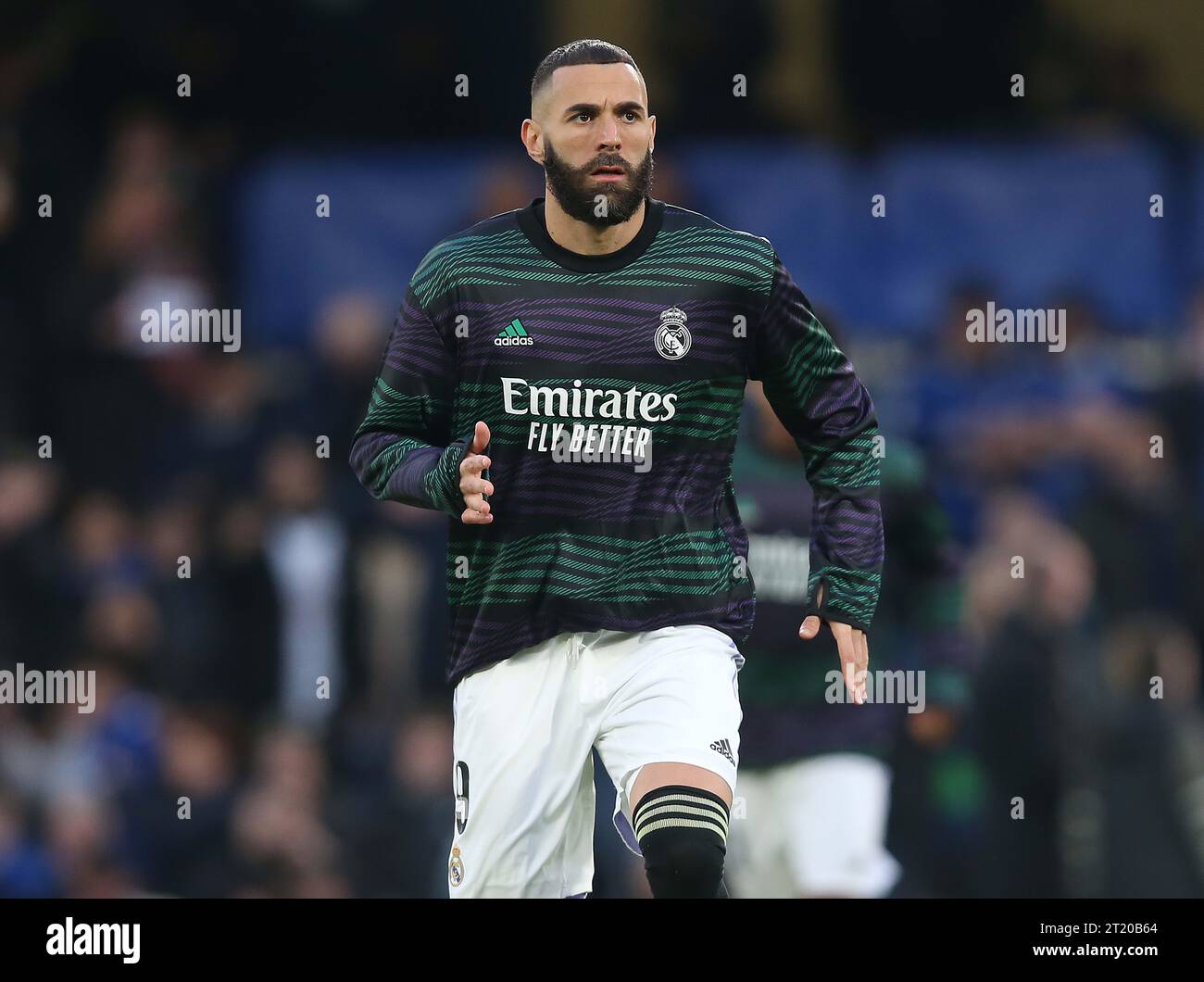 Karim Benzema of Real Madrid warms up. - Chelsea v Real Madrid, UEFA ...