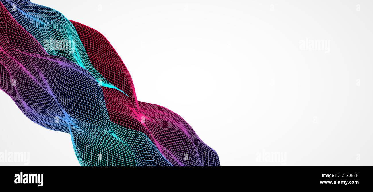Abstract waves is made in a wireframe style. Template for science and ...