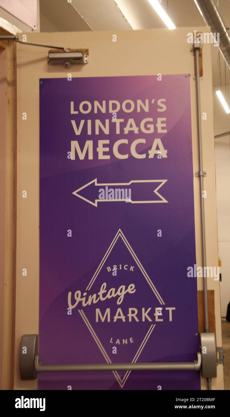Sign for the Vintage Clothes Stalls, Upmarket, Brick Lane, London, UK ...