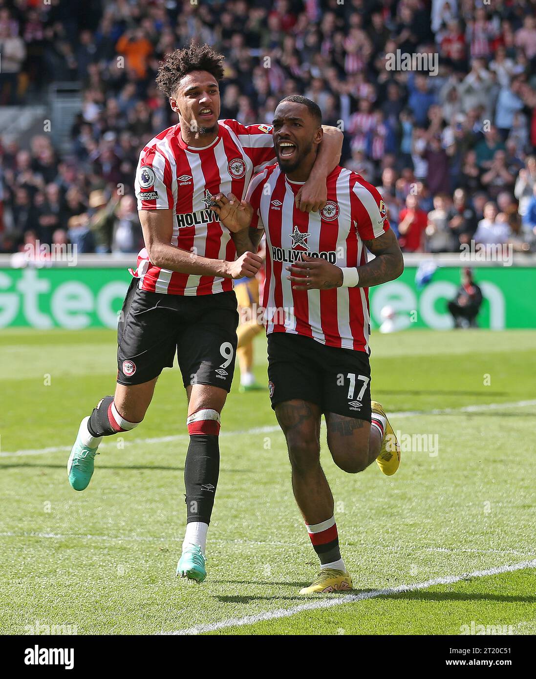GOAL 1-0, Ivan Toney of Brentford goal celebration with Kevin Schade of ...