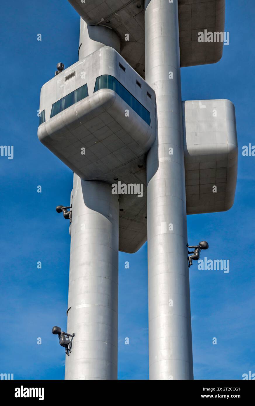 Žižkov Television Tower with crawling Tower Babies created by David Černý, Žižkov district ...