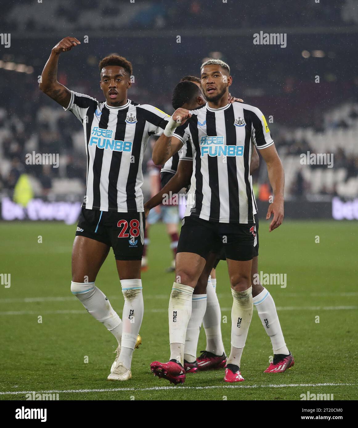 GOAL 5-1, Joelinton of Newcastle United goal celebration with Joe Willock of Newcastle United ...