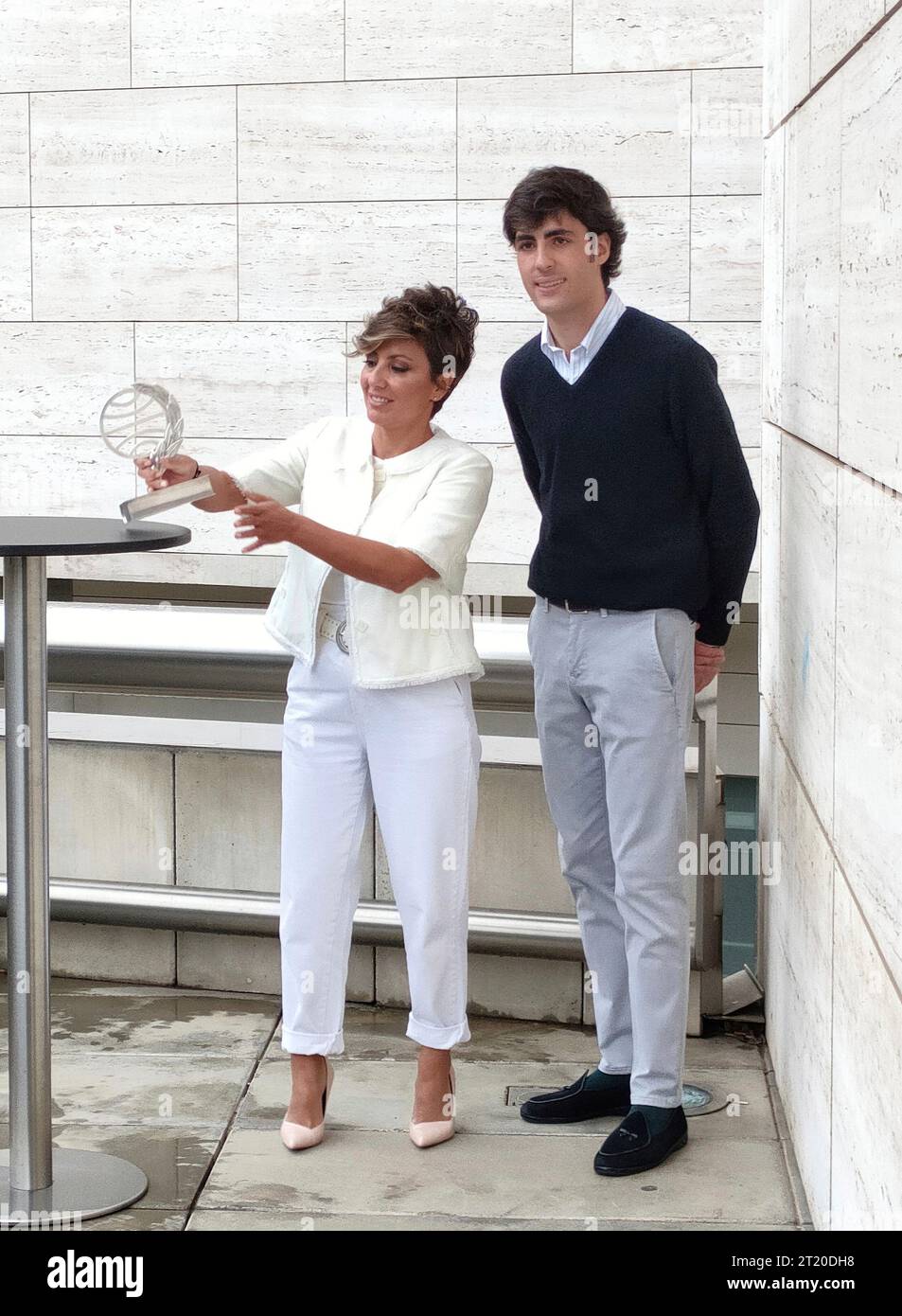 Sonsoles Ónega and Alfonso Goizueta Alfaro pose for the media before ...