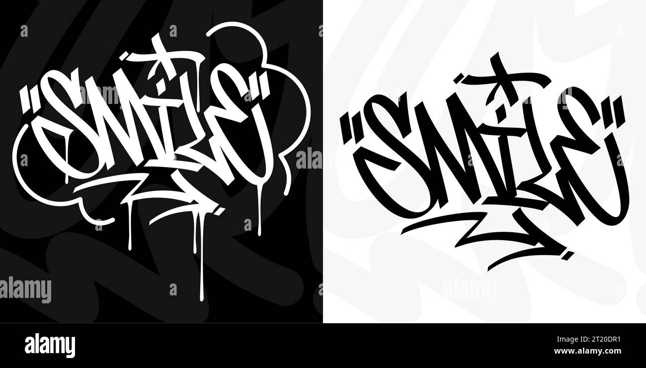 Abstract Urban Graffiti Street Art Word Smile Lettering Vector ...