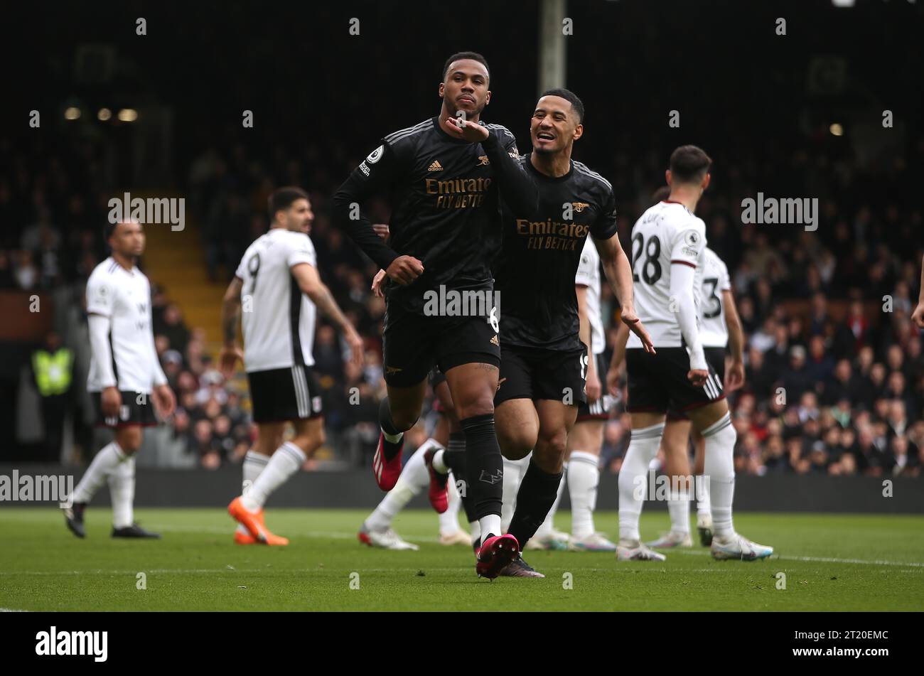 GOAL 1-0, Gabriel of Arsenal goal celebration William Saliba of Arsenal ...