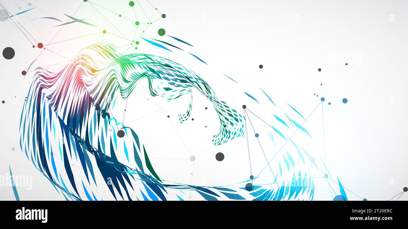 Abstract particle vortex with plexus effect elements and Gradient background lighting Stock ...