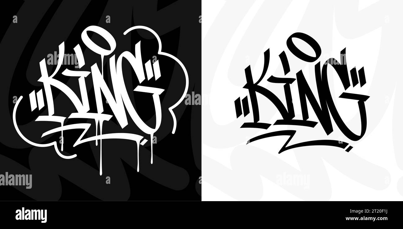 Abstract Trendy Urban Graffiti Street Art Word King Lettering Vector ...