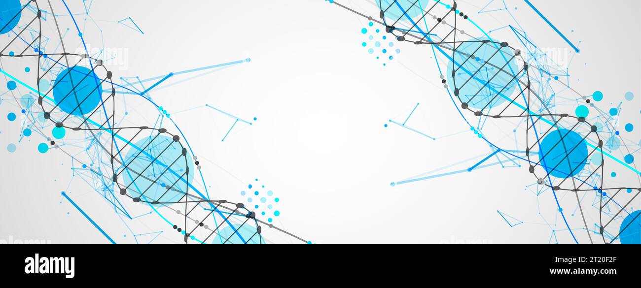 Abstract DNA background with plexus effect. Scientific and ...