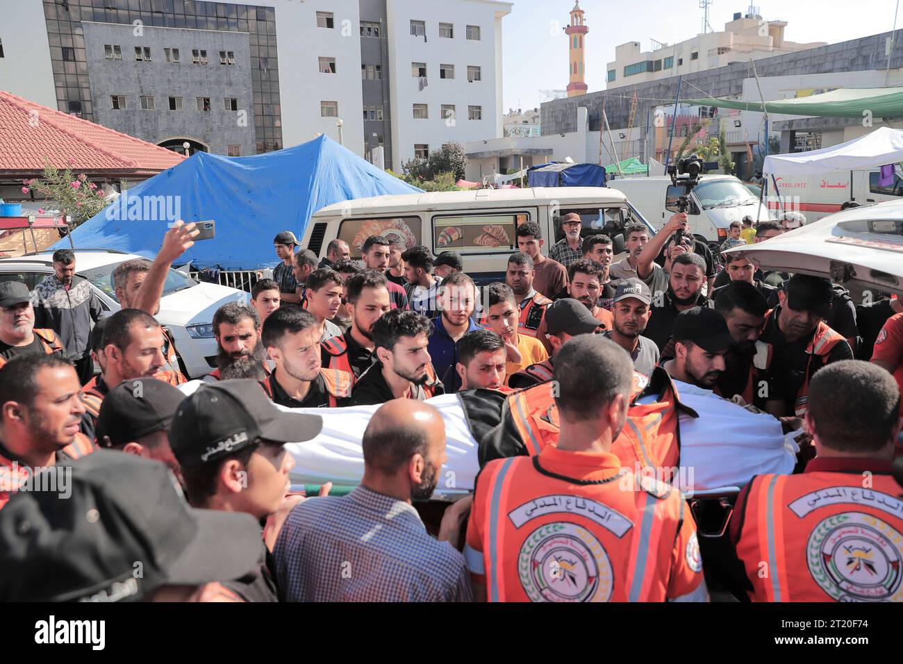 Gaza City, Gaza. October 16, 2023. Members of the Palestinian Civil ...