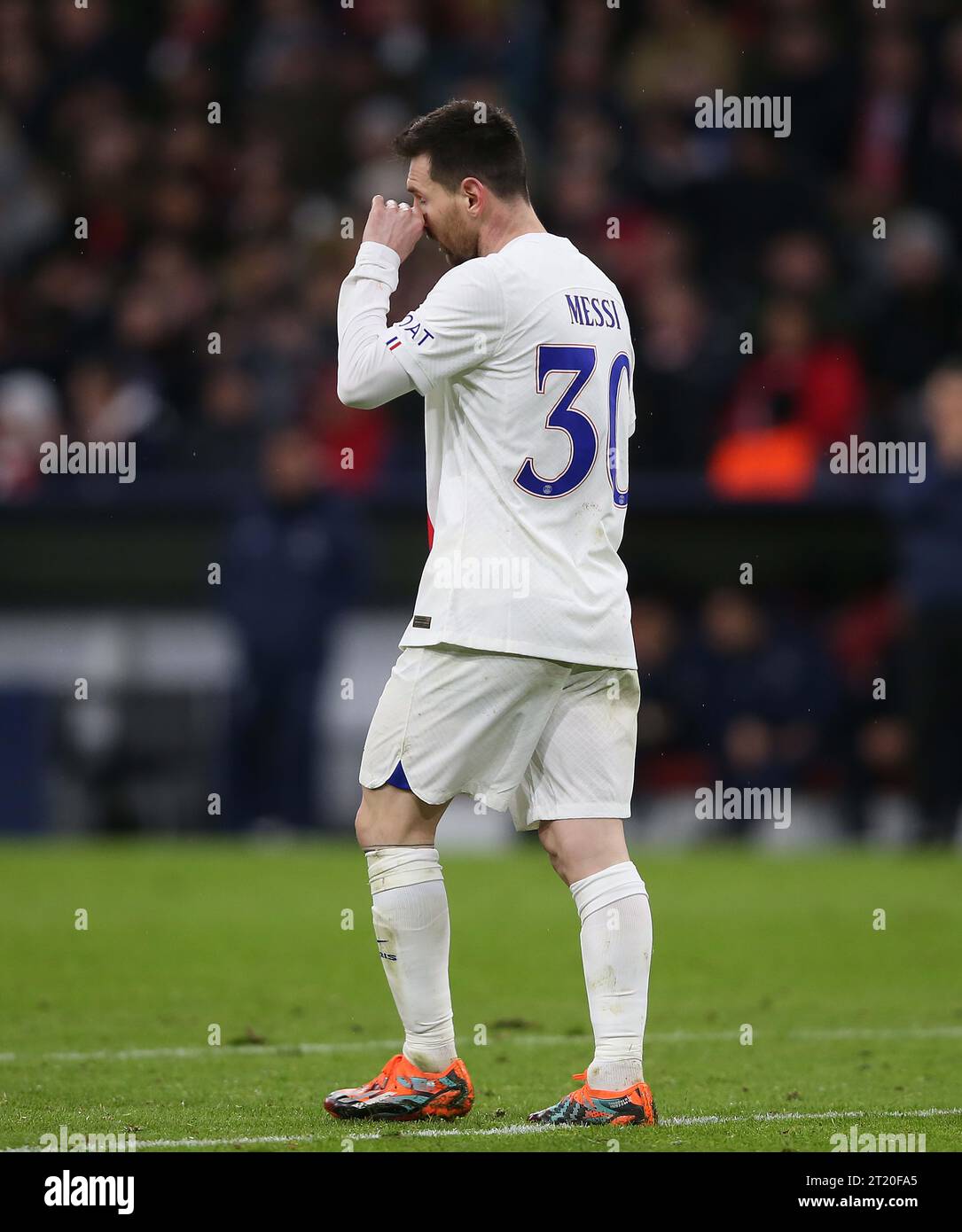 Lionel Messi of Paris Saint-Germain looks disappointed & dejected ...