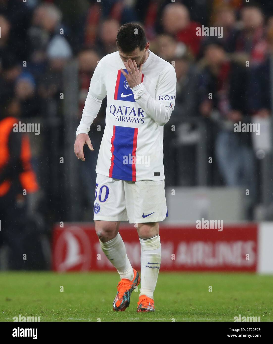 Lionel Messi of Paris Saint-Germain looks disappointed & dejected ...