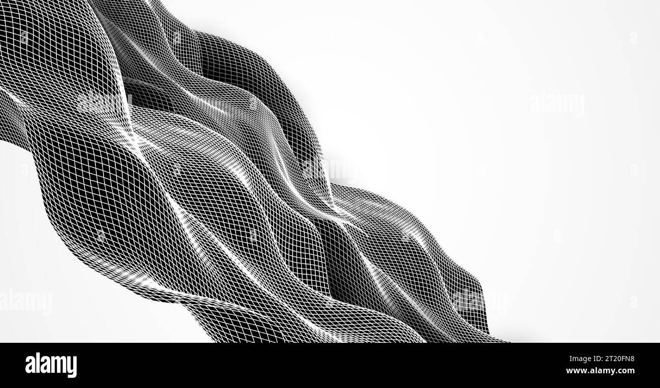 Abstract waves is made in a wireframe style. Template for science and ...