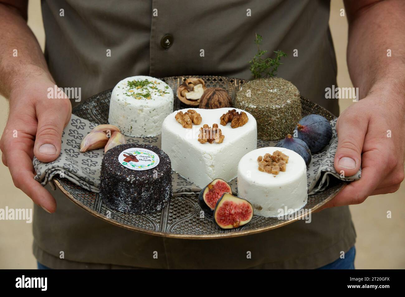 Goat's cheese platter from the goat farm La Planquette in Fressin ...