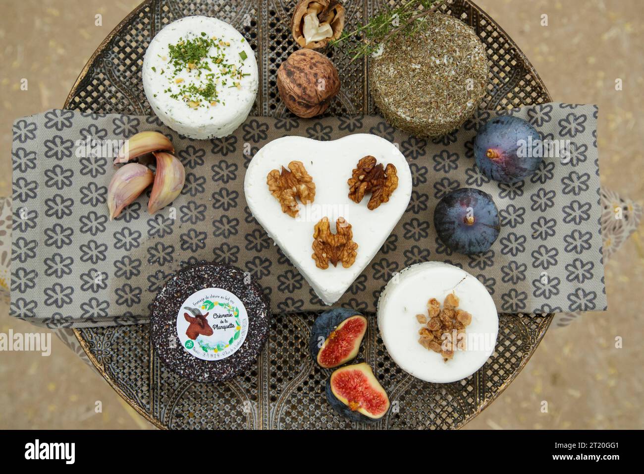 Goat's cheese platter from the goat farm La Planquette in Fressin ...