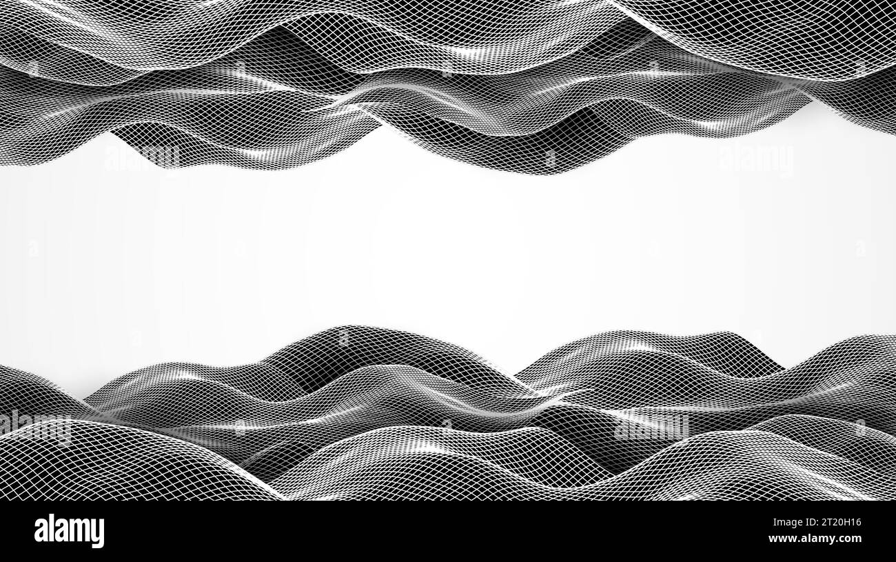 Abstract waves is made in a wireframe style. Template for science and ...