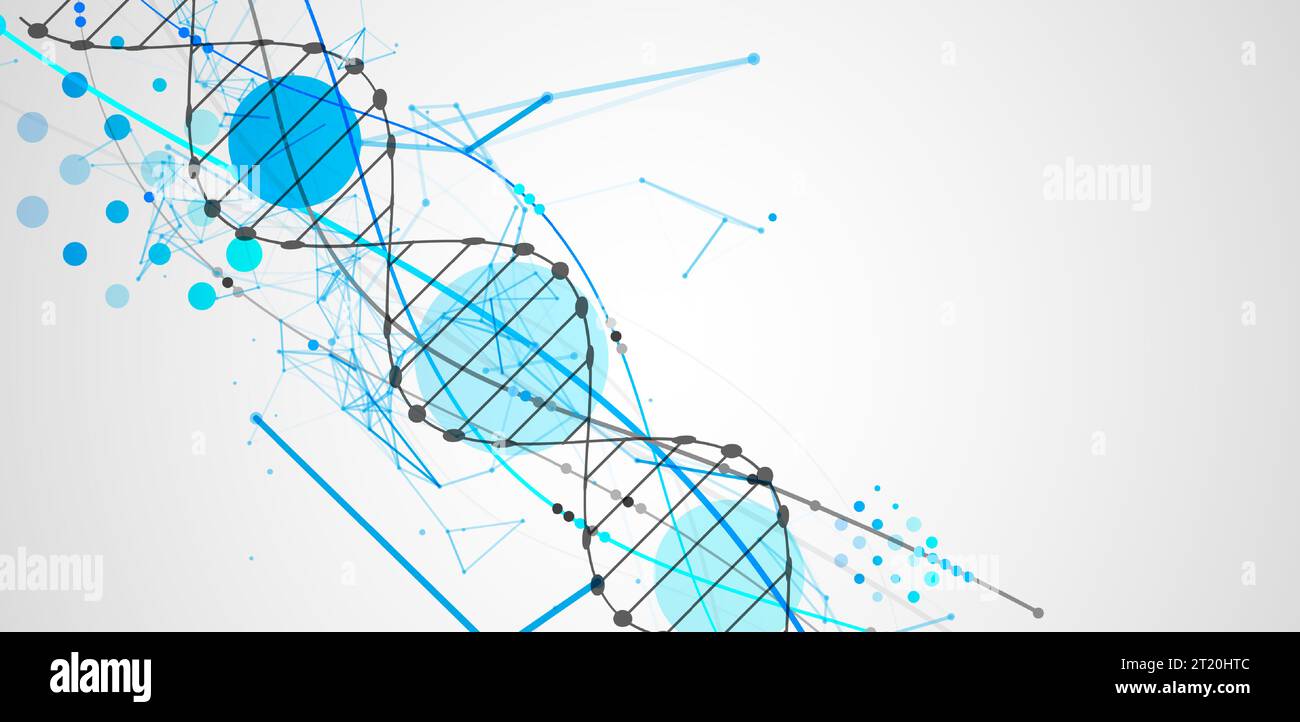 Abstract DNA background with plexus effect. Scientific and ...