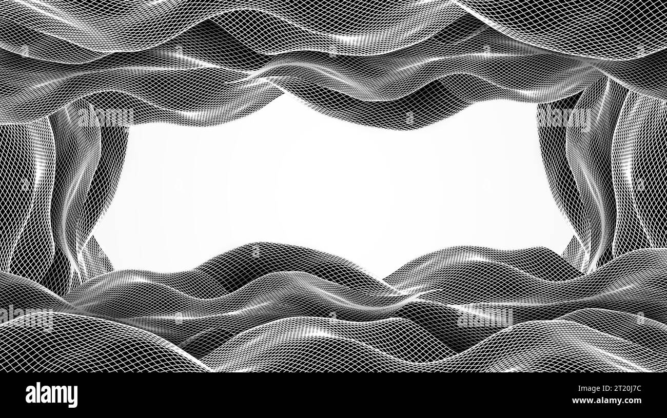 Abstract waves is made in a wireframe style. Template for science and ...