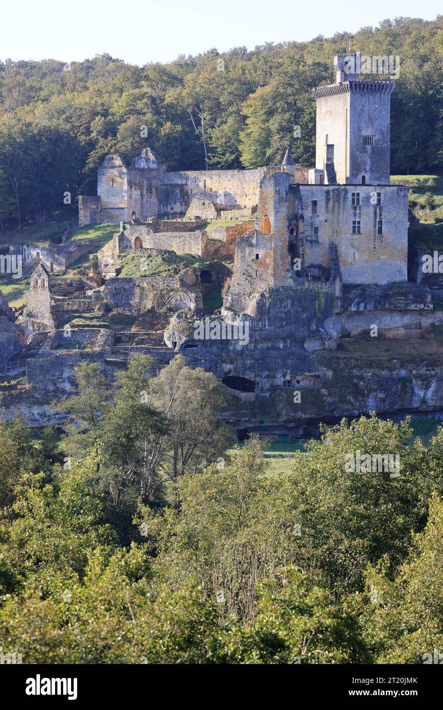 Ruins of the Château de Commarque, an ancient fortified castle, whose ...